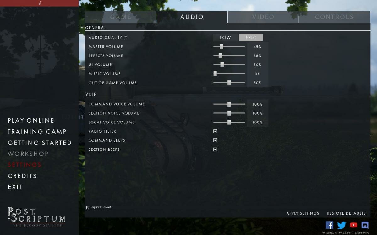 Post Scriptum : Tutos pour débuter (les settings) - Post Scriptum - Fabnay
